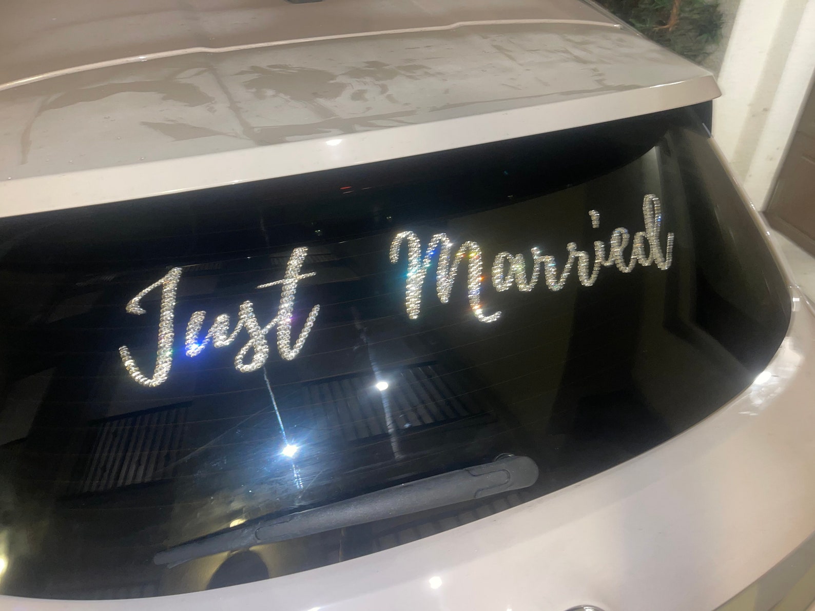 Crystals Car Decals Just Married, Wedding Car Decal, Wedding Sticker ...