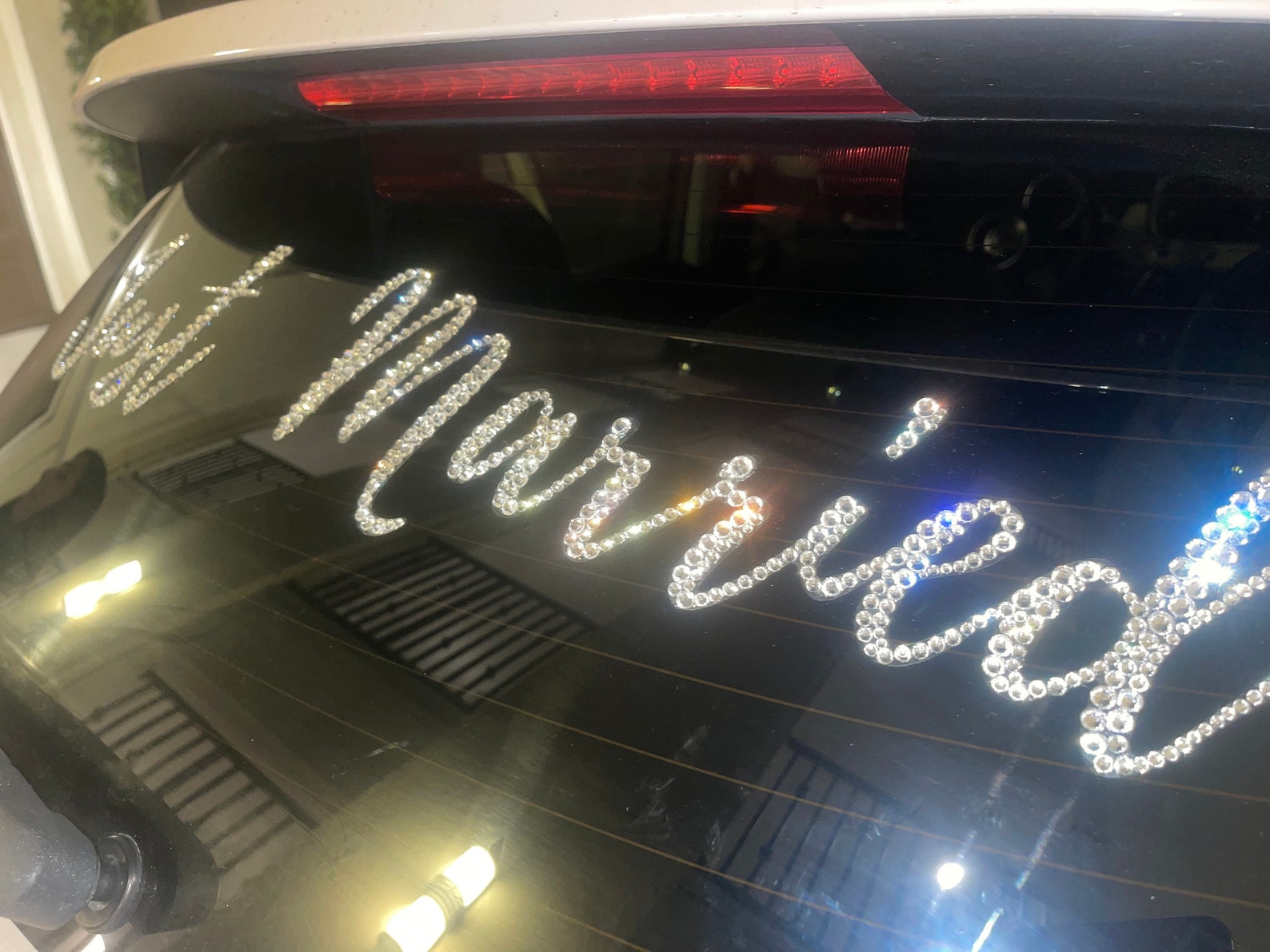 Crystals Car Decals Just Married, Wedding Car Decal, Wedding Sticker ...