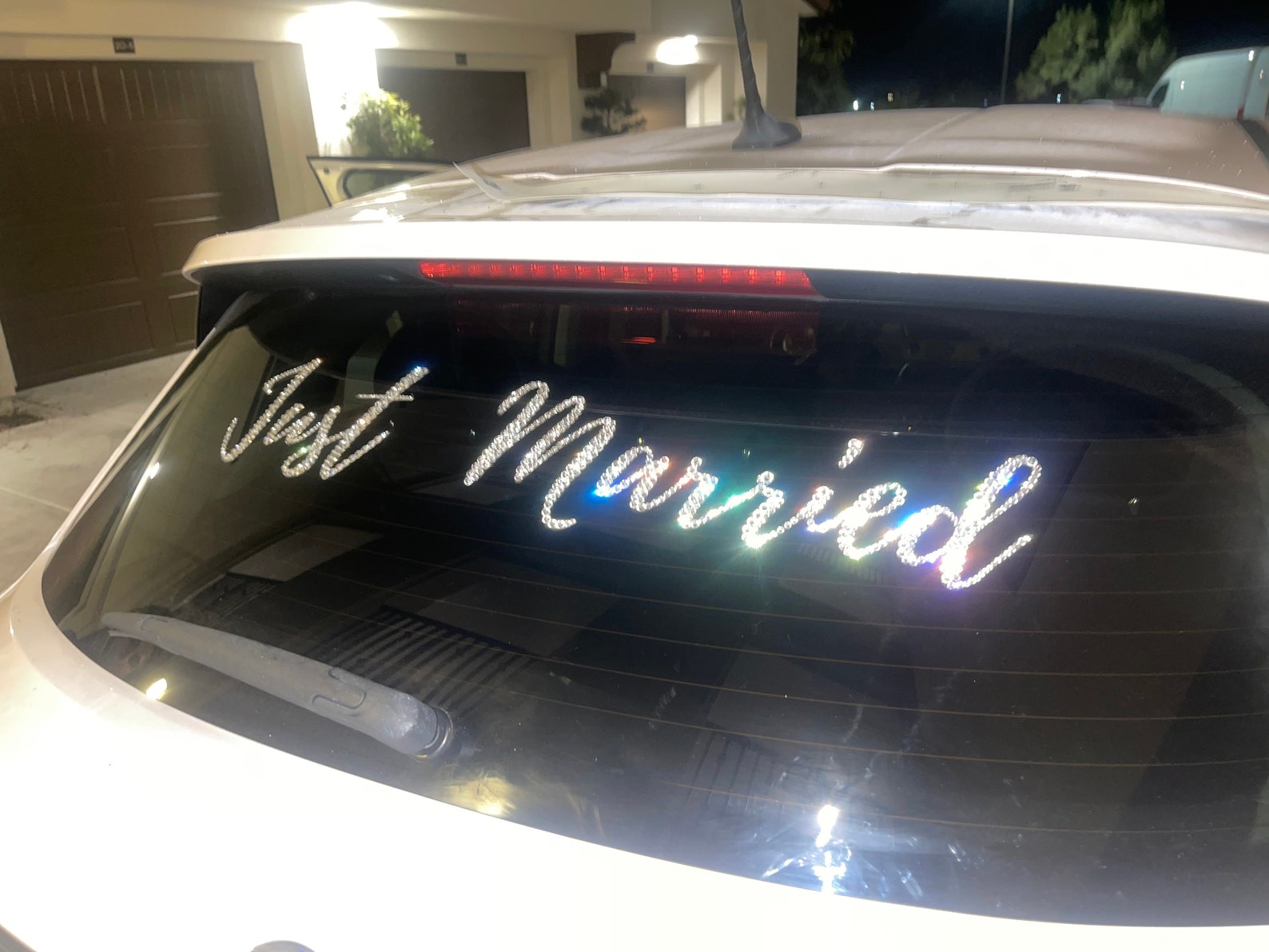 Crystals Car Decals Just Married, Wedding Car Decal, Wedding Sticker ...