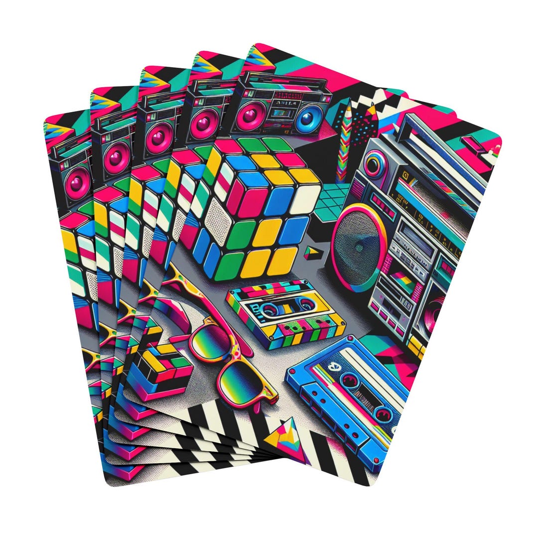Vintage 80s Poker Playing Cards Set: Retro Gamer Gift - Etsy