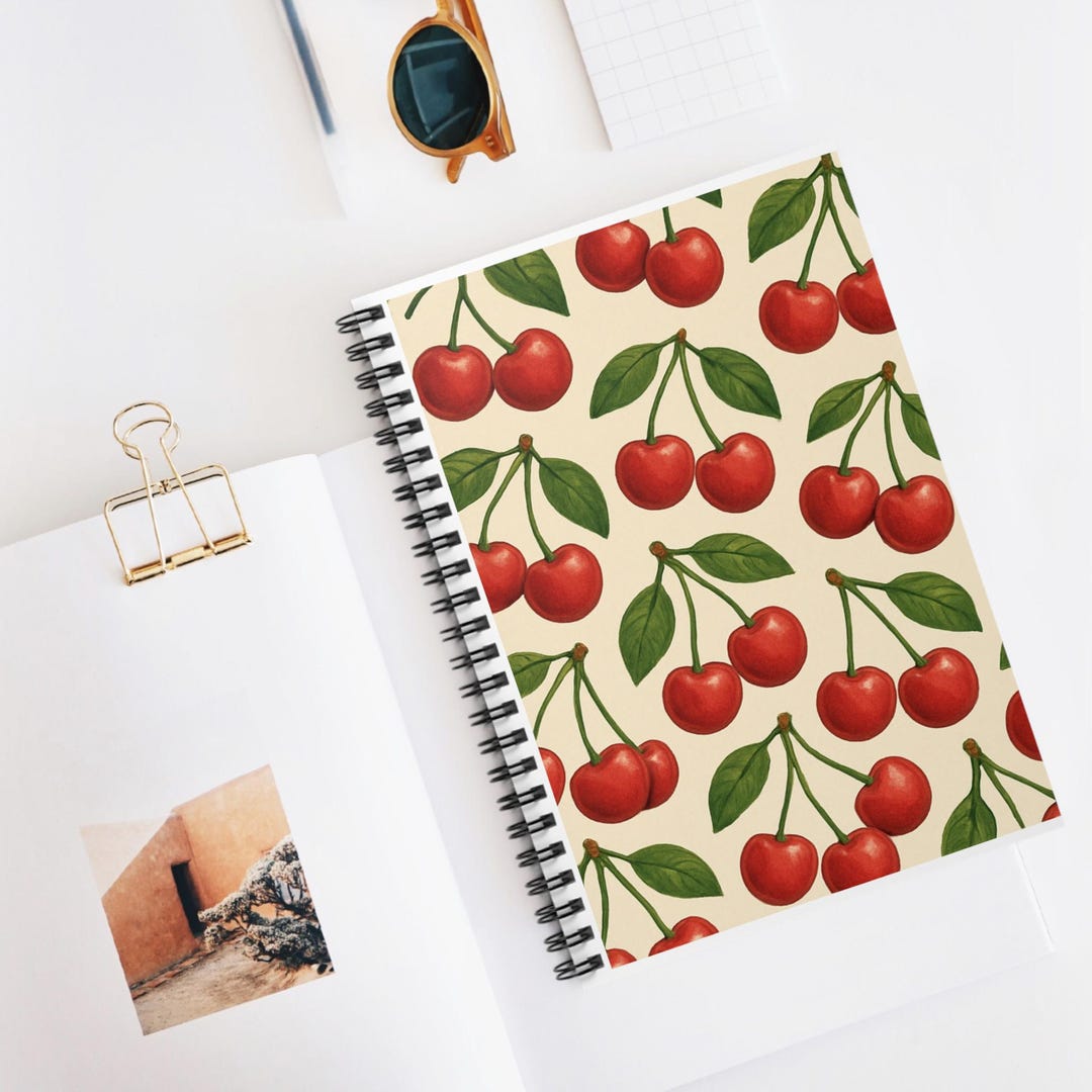 Cherry Print Spiral Notebook - Lined Journal for Students - Etsy