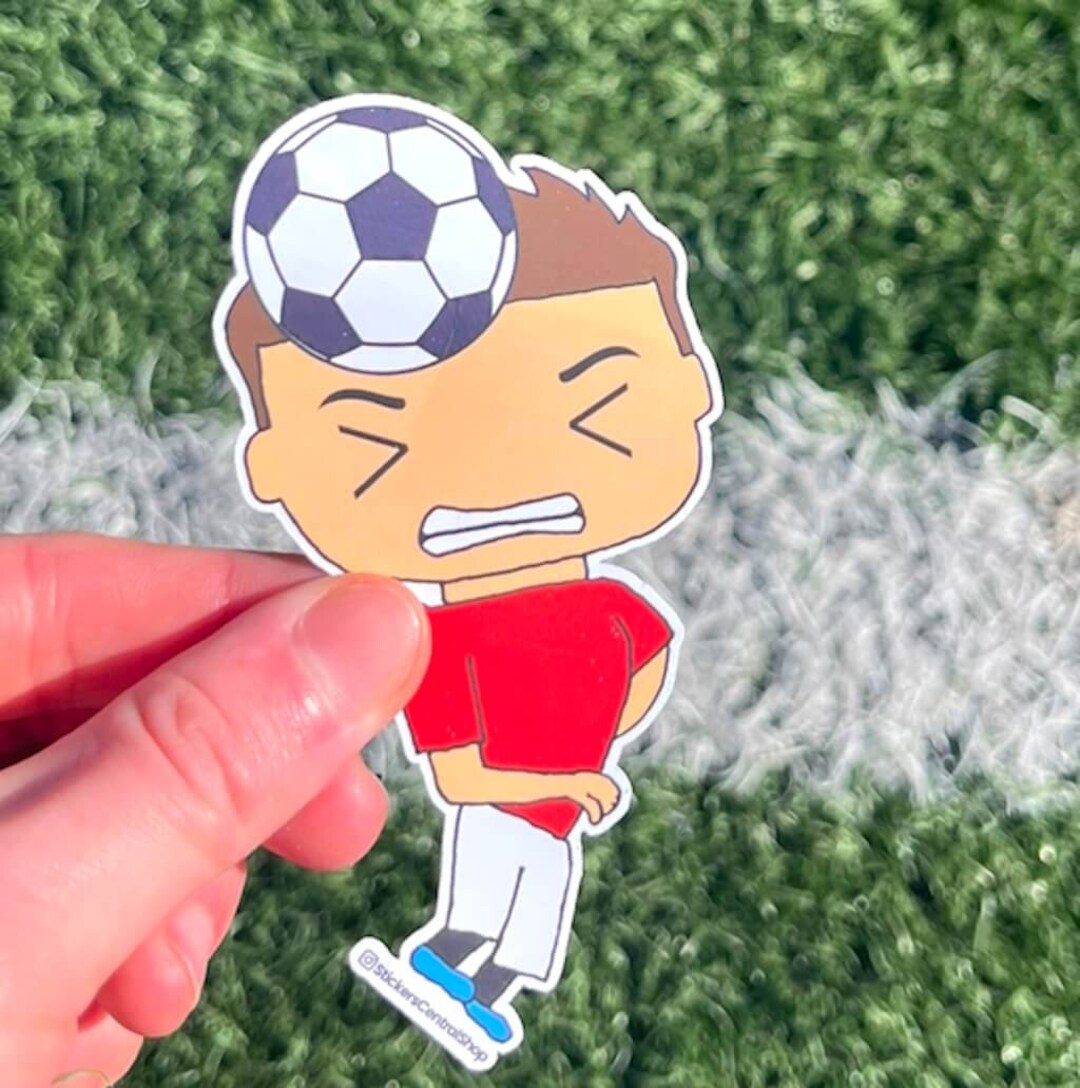 Manchester United Header Soccer Player Sticker, Red With White - Etsy