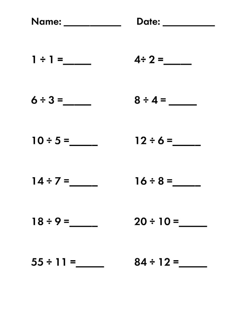 15 Printable Division Worksheets. Numbers 1-10. 2rd-4th Grade Math - Etsy