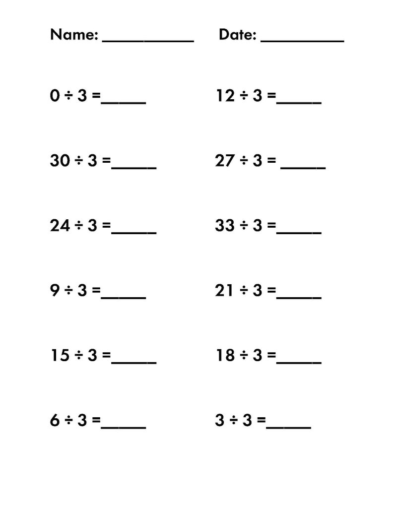 15 Printable Division Worksheets. Numbers 1-10. 2rd-4th Grade Math - Etsy