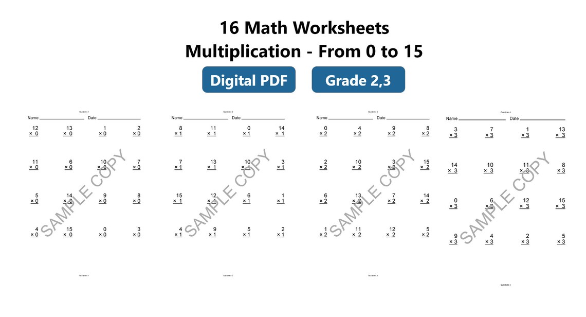 Multiplication up to 15 Worksheets - Etsy
