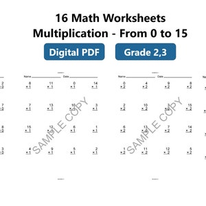 Multiplication up to 15 Worksheets - Etsy