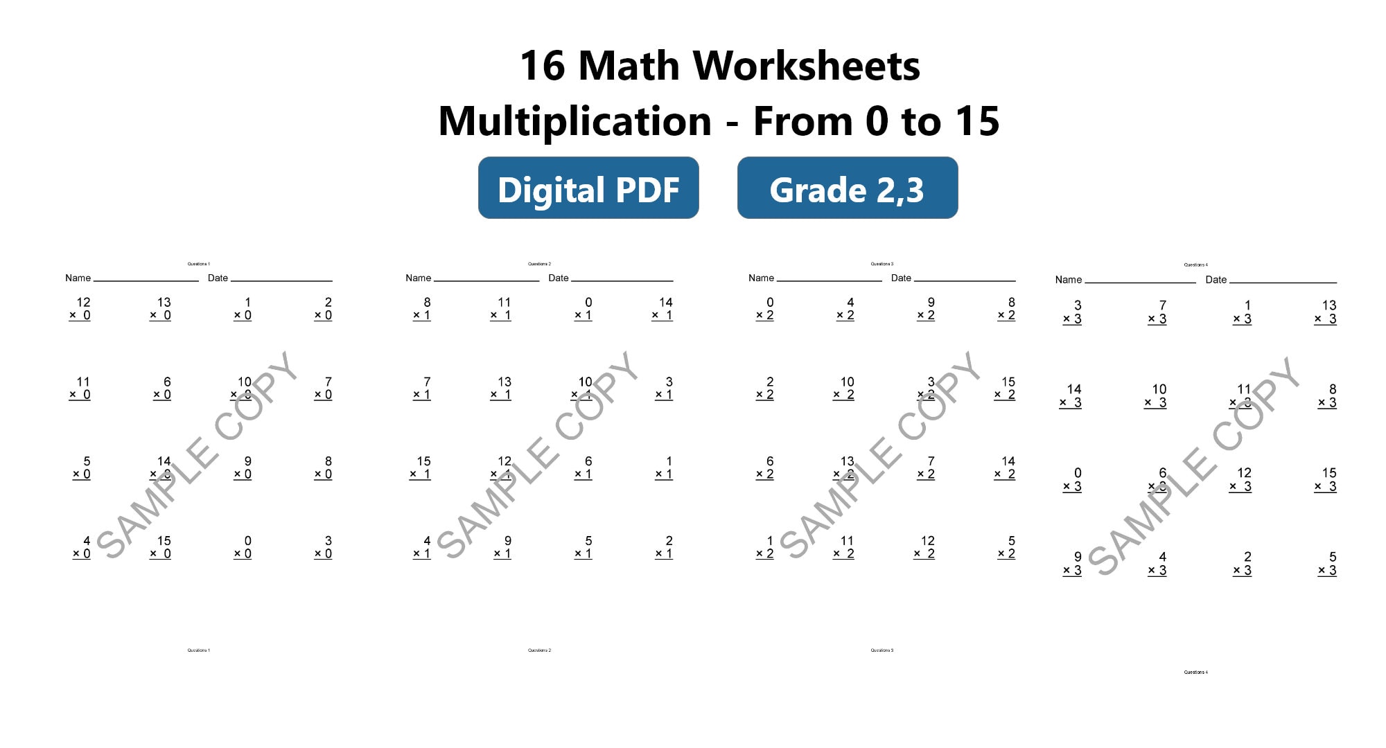 Multiplication up to 15 Worksheets - Etsy