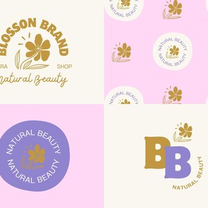 Boho Flower Logo Design Template, Editable Canva Logo, Colorful Logo ...