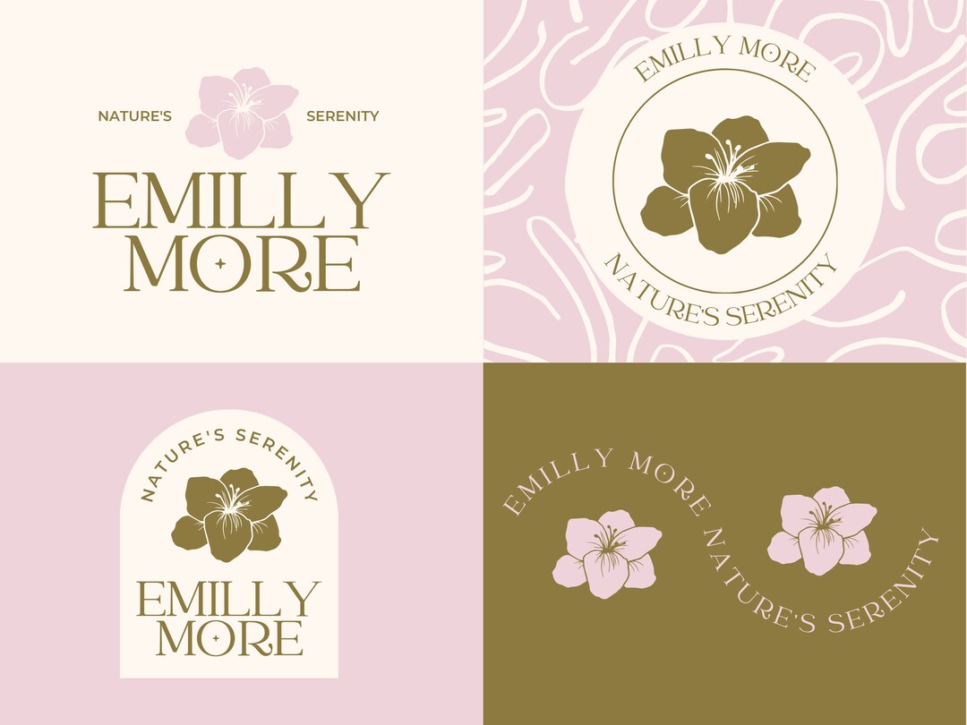 Pastel Floral Logo Design, Editable Canva Logo, Natural Organic DIY ...