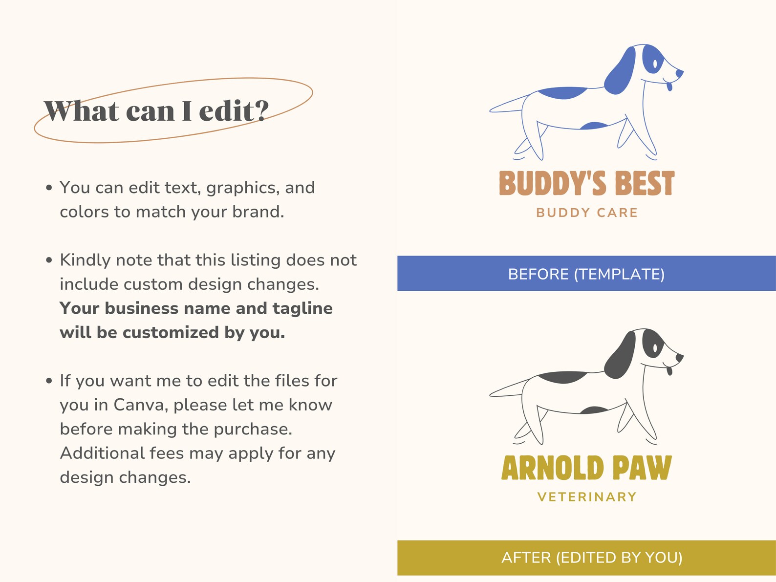 Dog Logo Design, Pet Logo, Paw Logo Template, Veterinary Logo, Custom ...