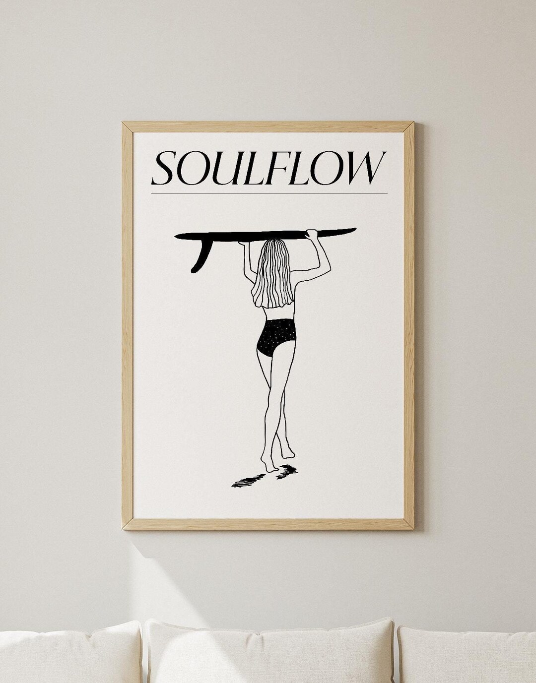 Sun Salt Retro Surfer Girl Poster Minimalist Wall Art Surfing Poster ...