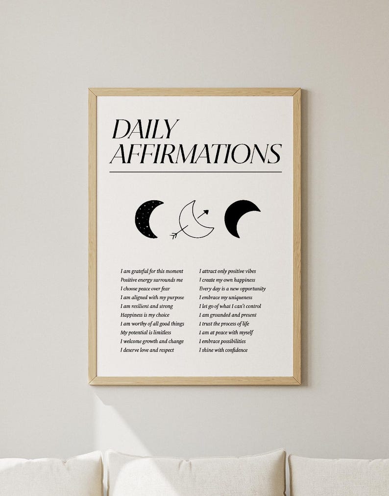 Daily Affirmations Poster, Printable Positive Wall Art, Inspirational ...