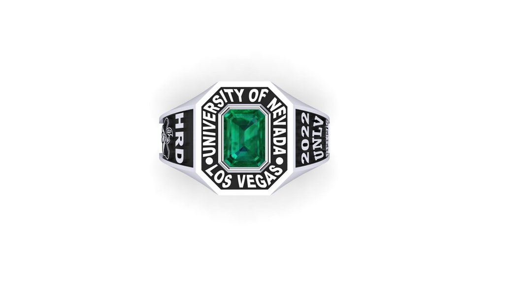 Customized With Elongated Emerald Class Ring, 925 Silver High School ...