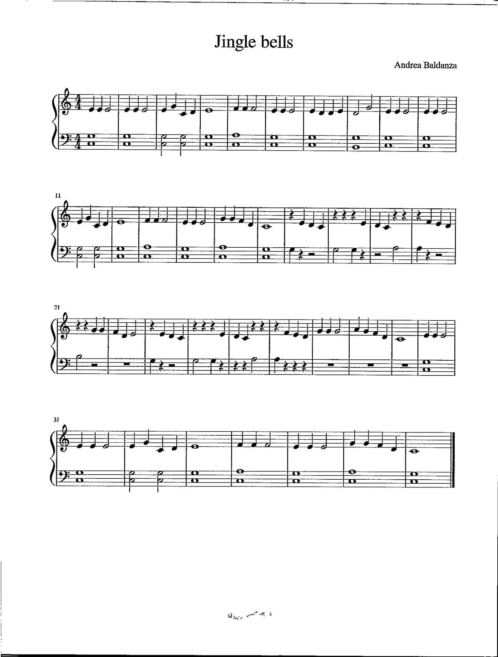 Jingle Bells - Easy Digital Download Piano Solo - Key of C - Etsy