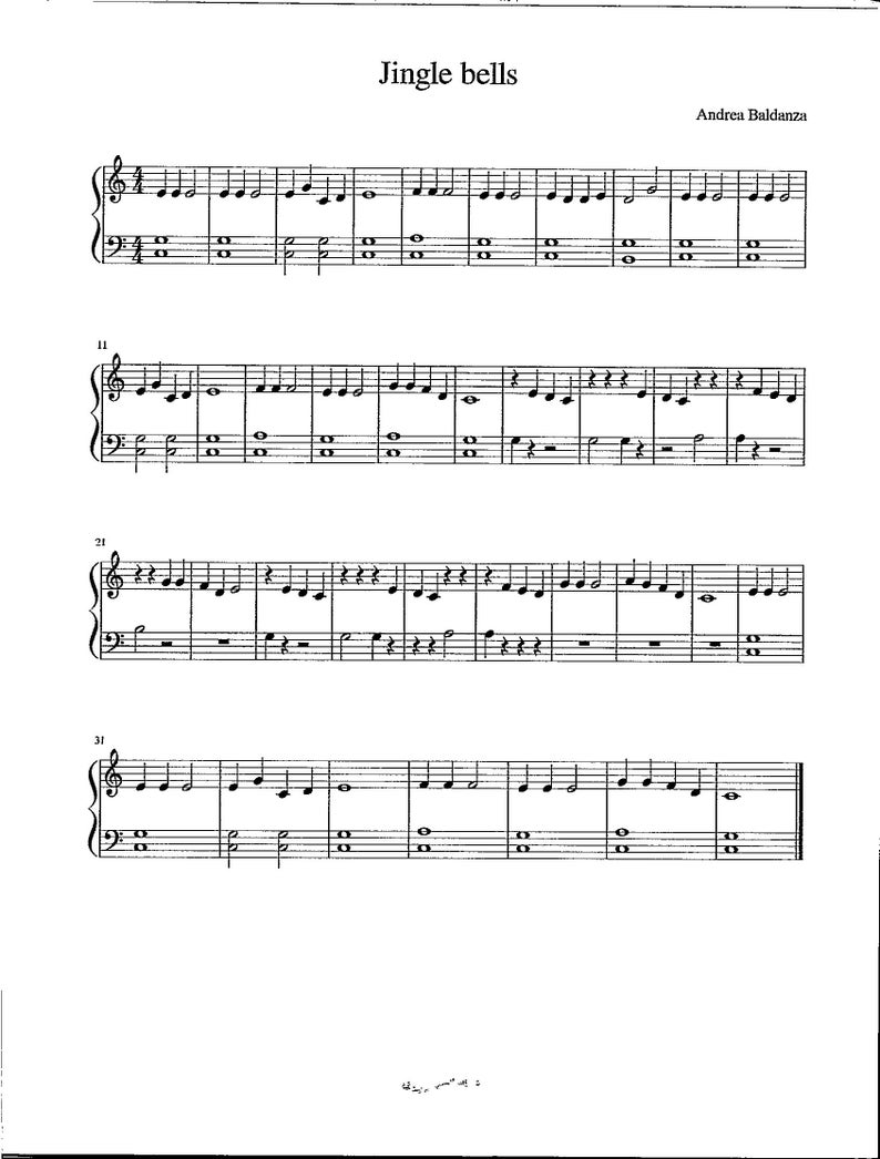 Jingle Bells - Easy Digital Download Piano Solo - Key of C - Etsy