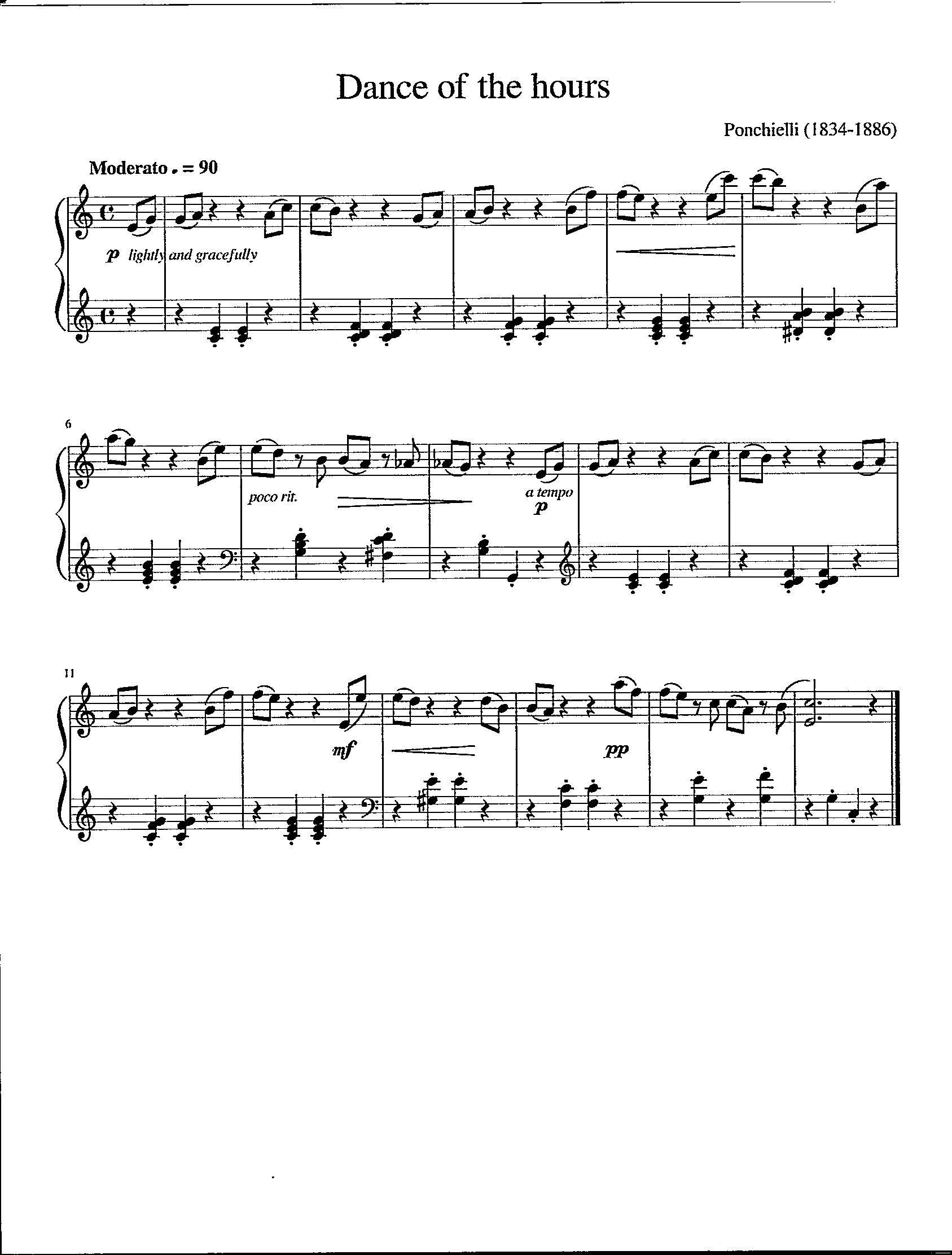 Dance of the Hours by Ponchielli - Digital Download Easy Piano Solo ...