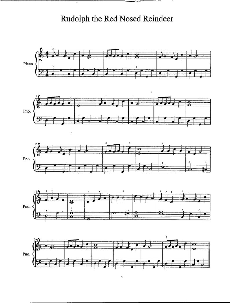 Rudolph the Red Nosed Reindeer - Digital Easy Teaching Arrangement for ...