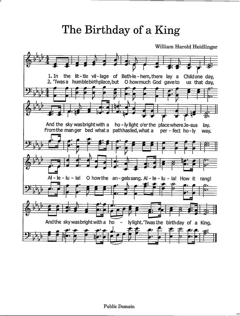 The Birthday of a King - Digital Printable Christmas Hymn - Key of A ...