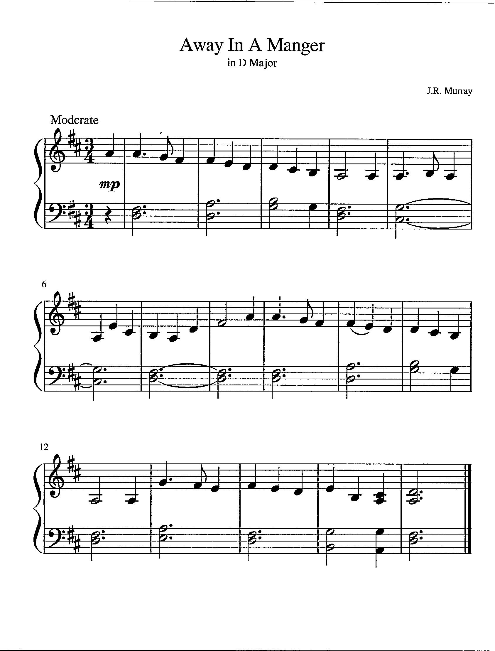 Away in a Manger - Digital Easy Christmas Tune - Key of D - Etsy