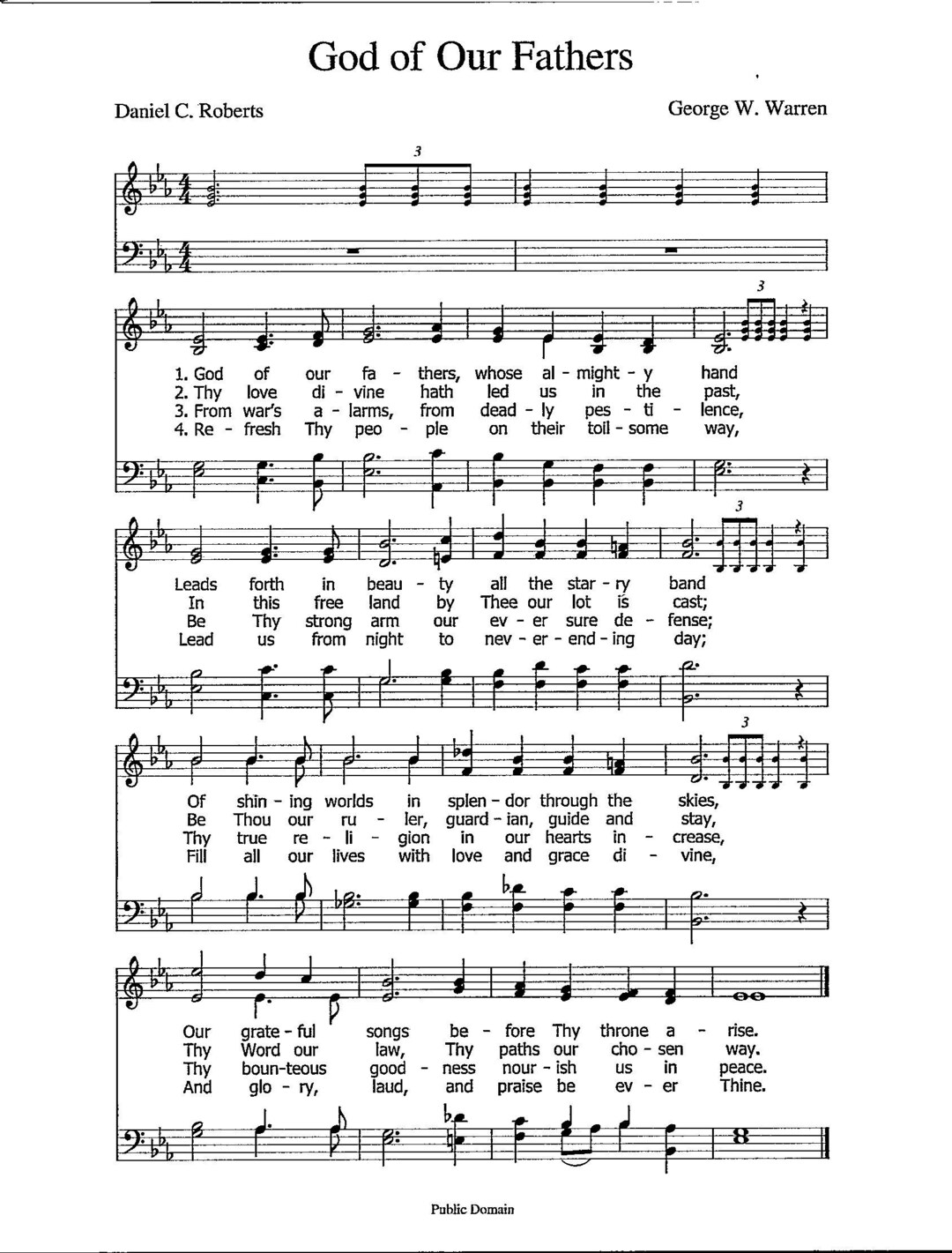 God of Our Fathers - Digital Printable Hymn Tune - Key of E Flat - Etsy