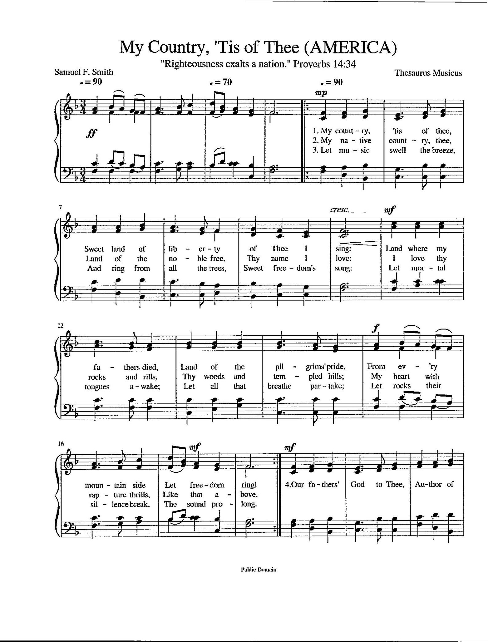 My Country Tis of Thee (america) - Digital Download Patriotic Sheet ...