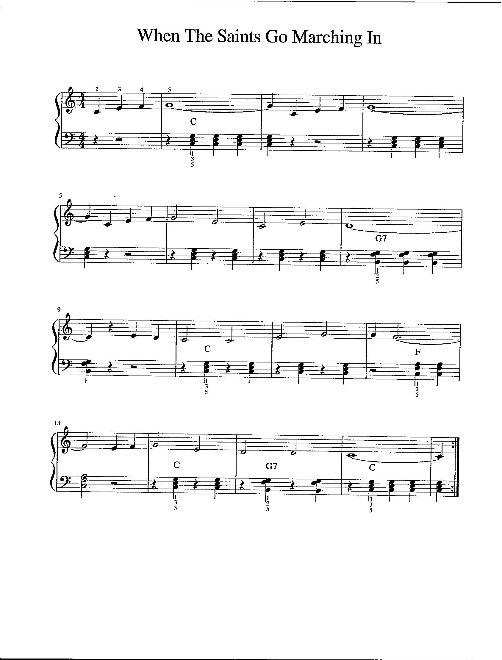 When the Saints Go Marching in - Digital Easy Piano Solo - Key of C - Etsy