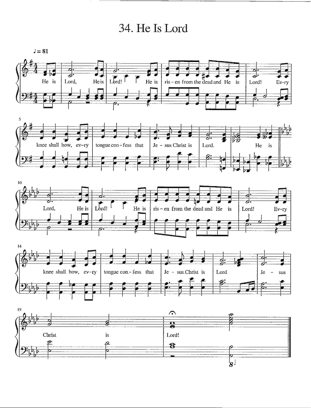 He is Lord - Digital Download Hymn Tune Chorus for Piano and Voice ...
