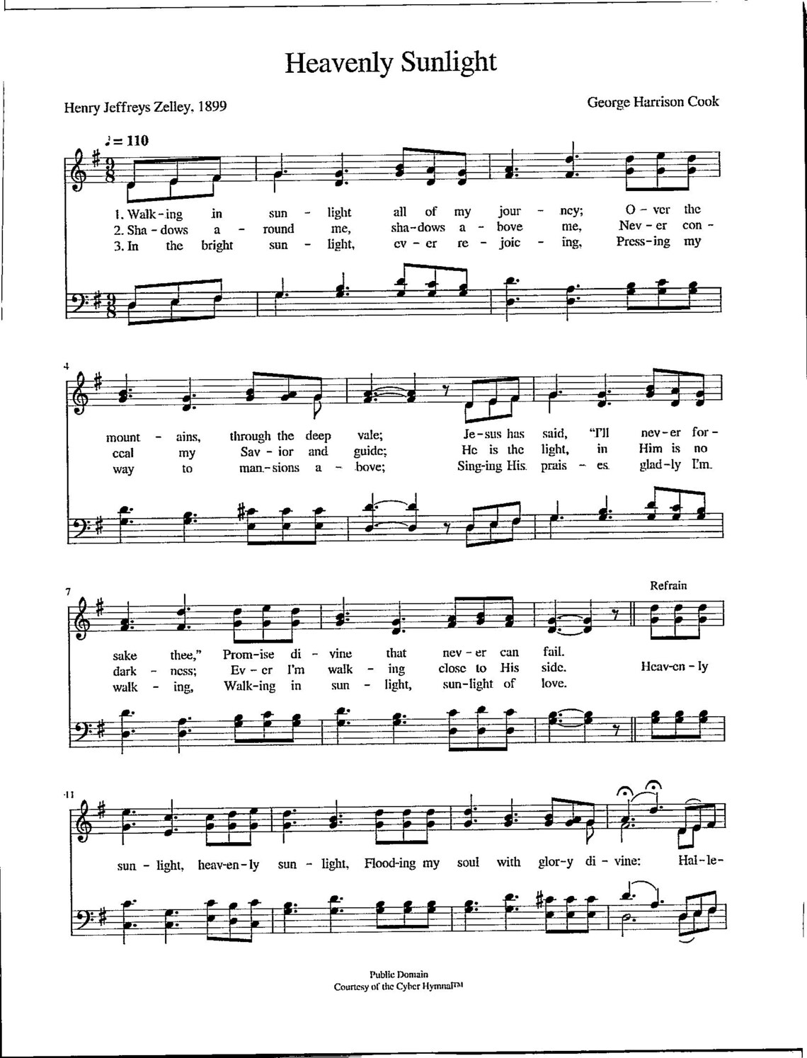 Heavenly Sunlight - Digital Download Hymn Tune for Piano Organ Voices ...