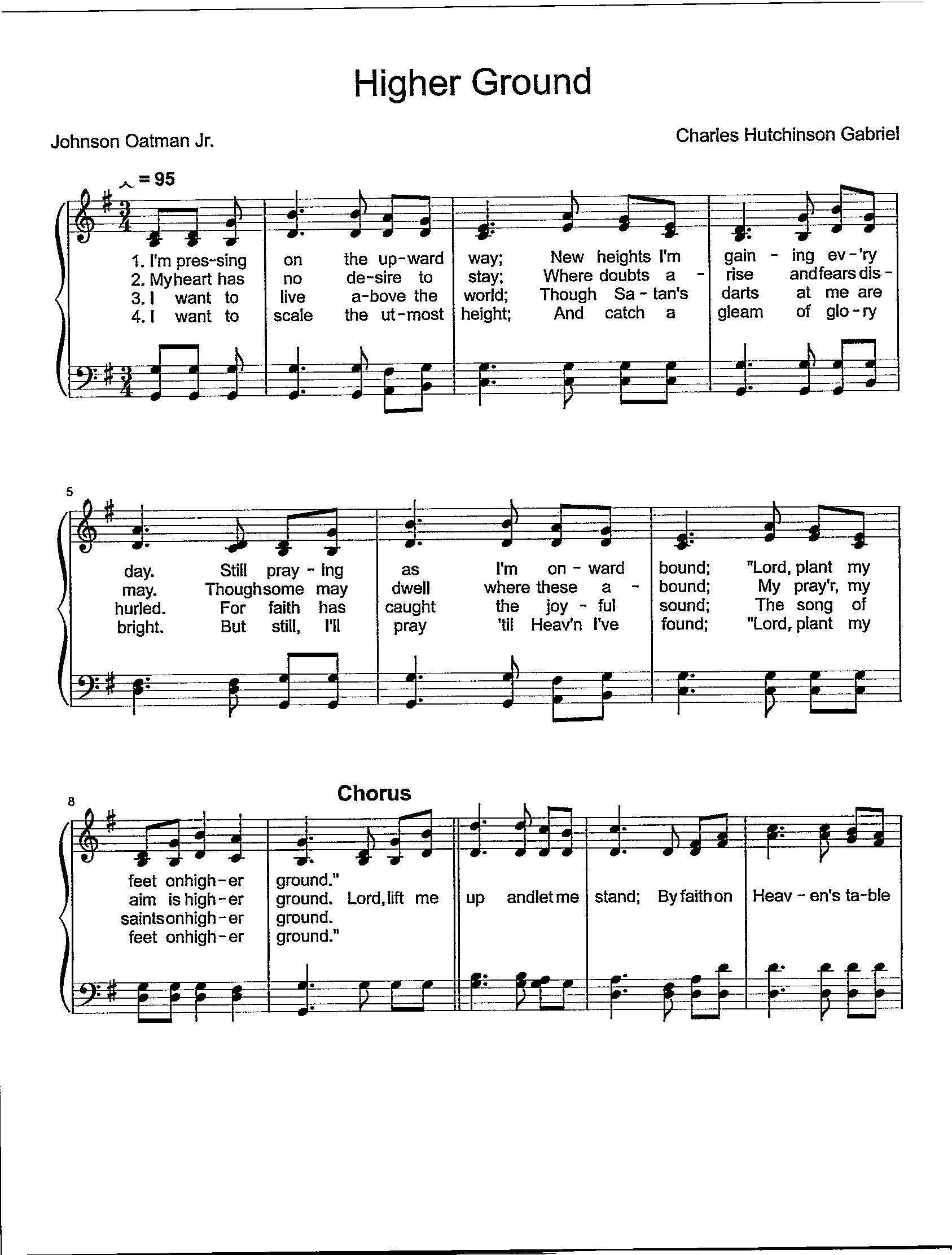 Higher Ground - Digital Download Hymn Tune for Piano Organ and Voices ...