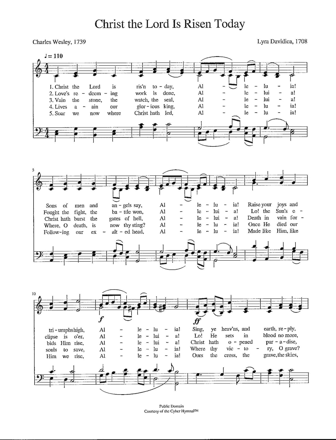 Christ the Lord is Risen Today - Digital Easter Hymn Sheet Music for ...