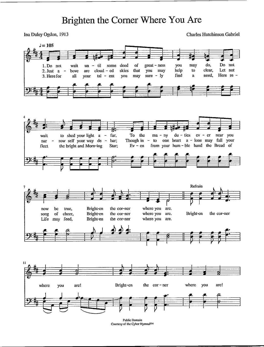 Brighten the Corner Where You Are - Digital Hymn Tune With Lyrics - Key ...