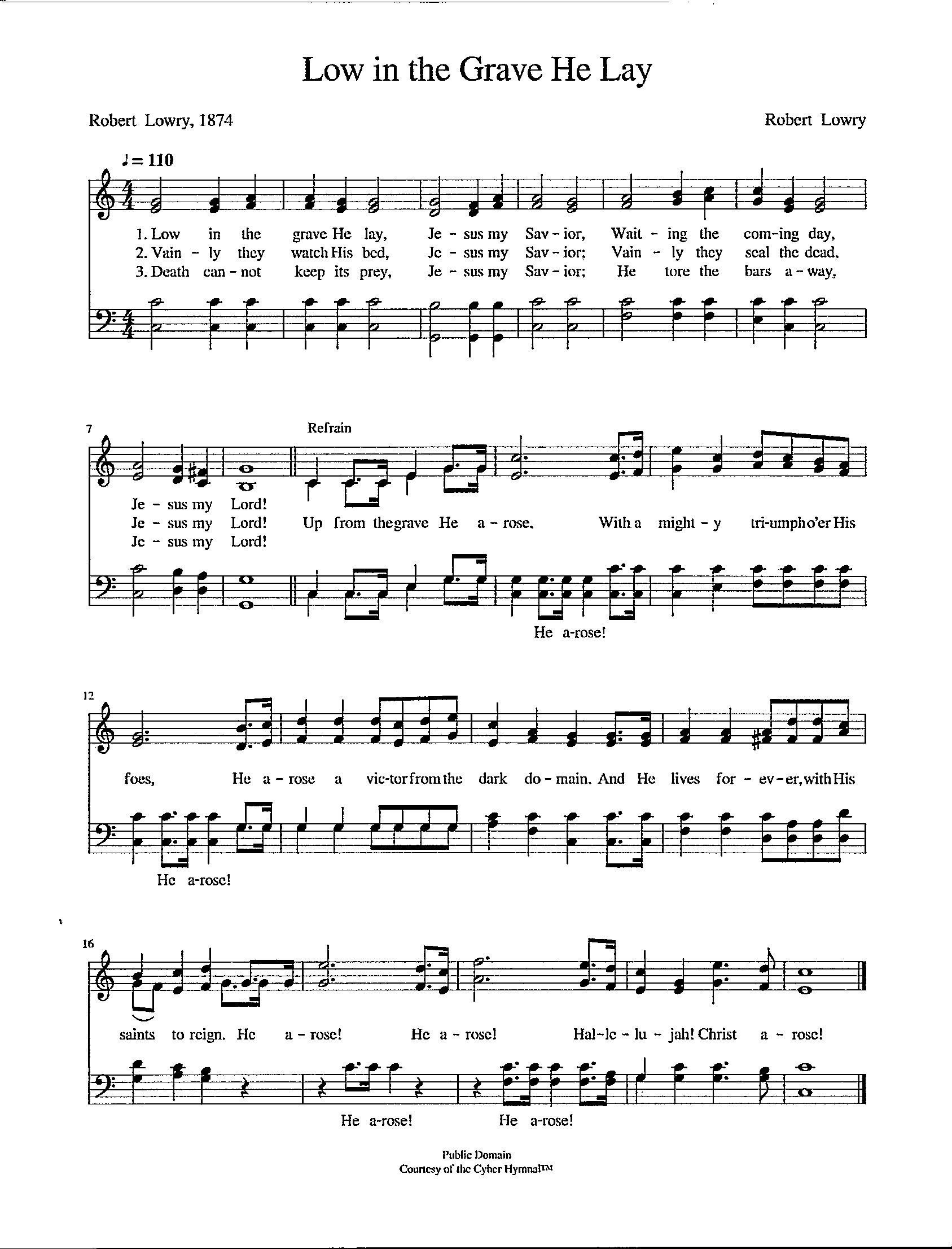 Low in the Grave He Lay - Digital Easter Hymn Tune Piano With Lyrics ...