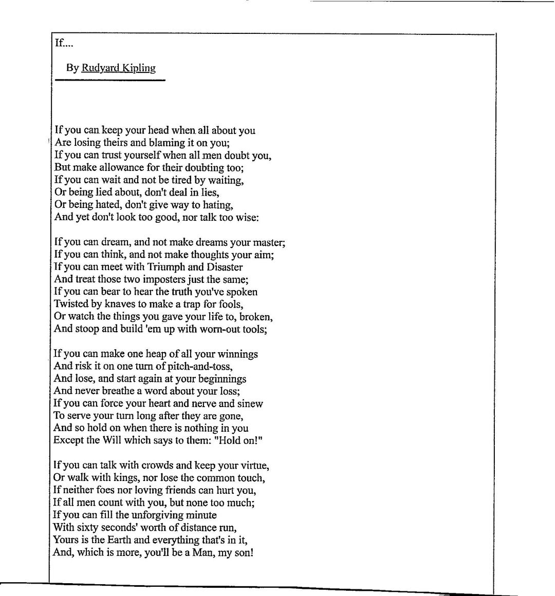 If....by Rudyard Kipling - Digital Poetry - Etsy