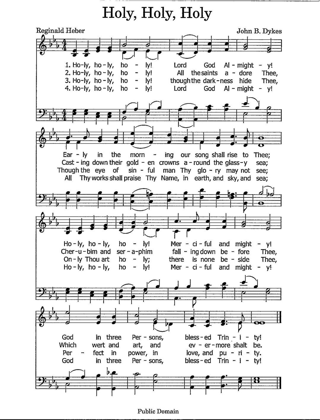 Holy, Holy, Holy - Digital Printable Hymn Tune With Verses - Key of E ...
