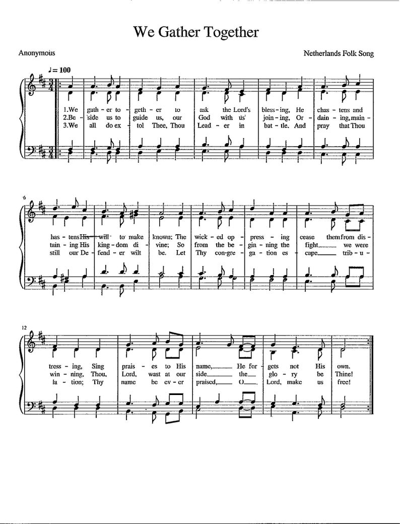 We Gather Together - Digital Download Traditional Thanksgiving Hymn ...