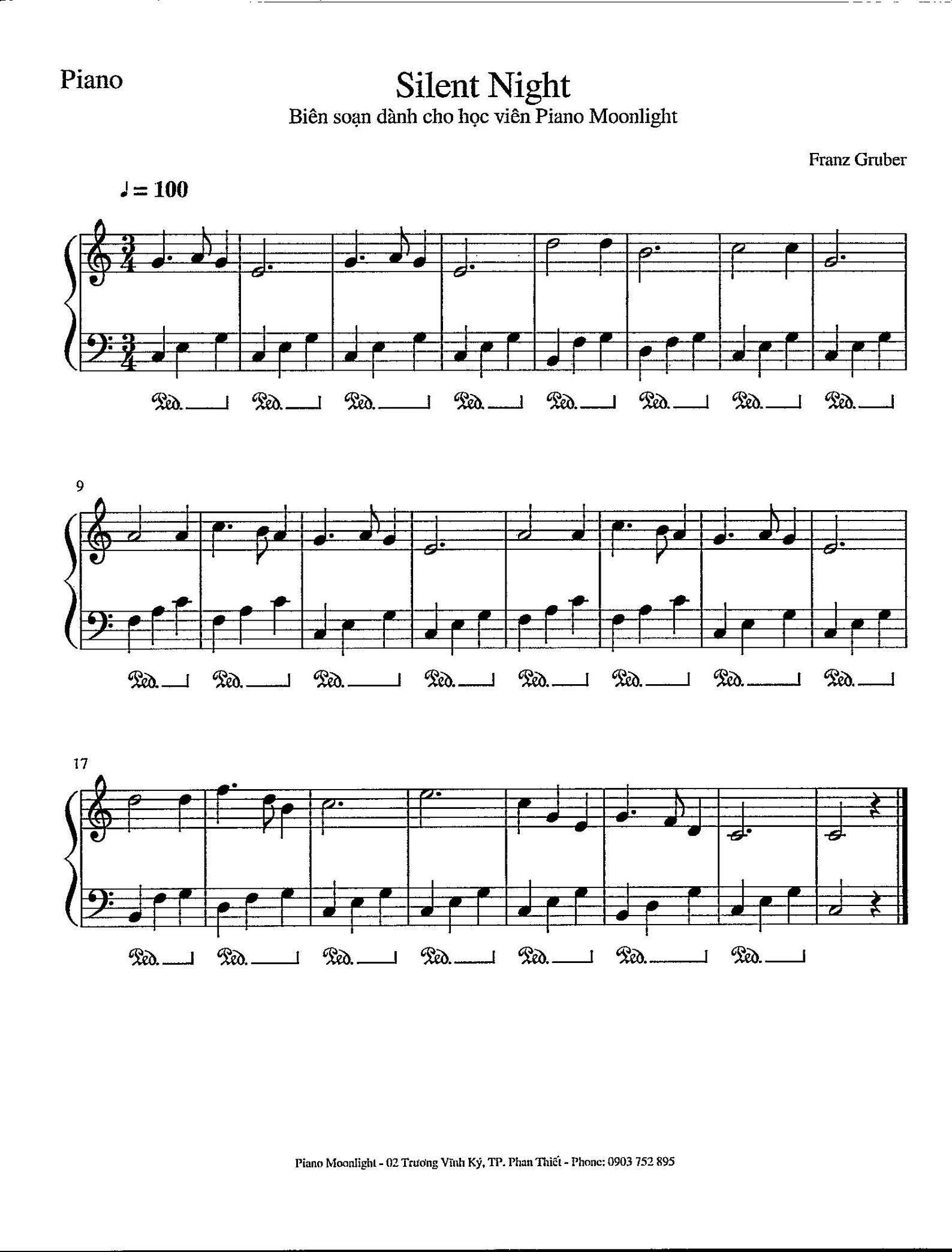 Silent Night - Digital Easy Christmas Hymn Tune for Piano - Key of C - Etsy