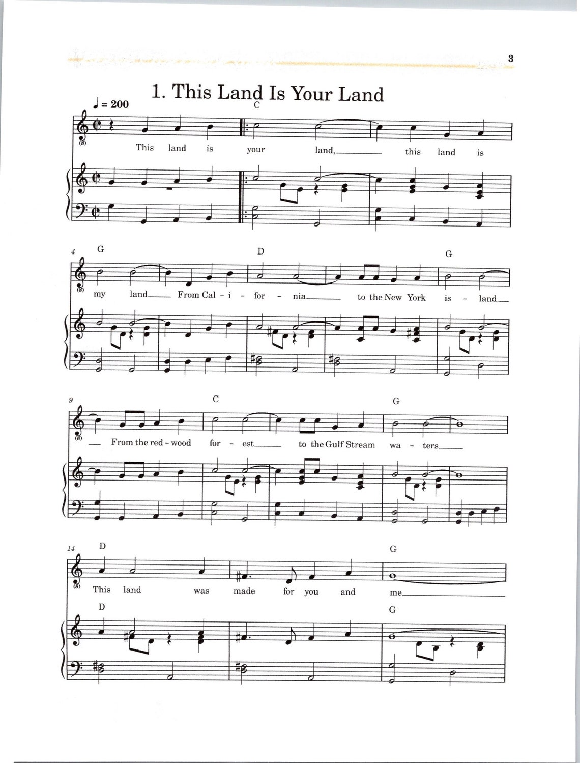 This Land is Your Land - Digital Download Patriotic Sheet Music for ...