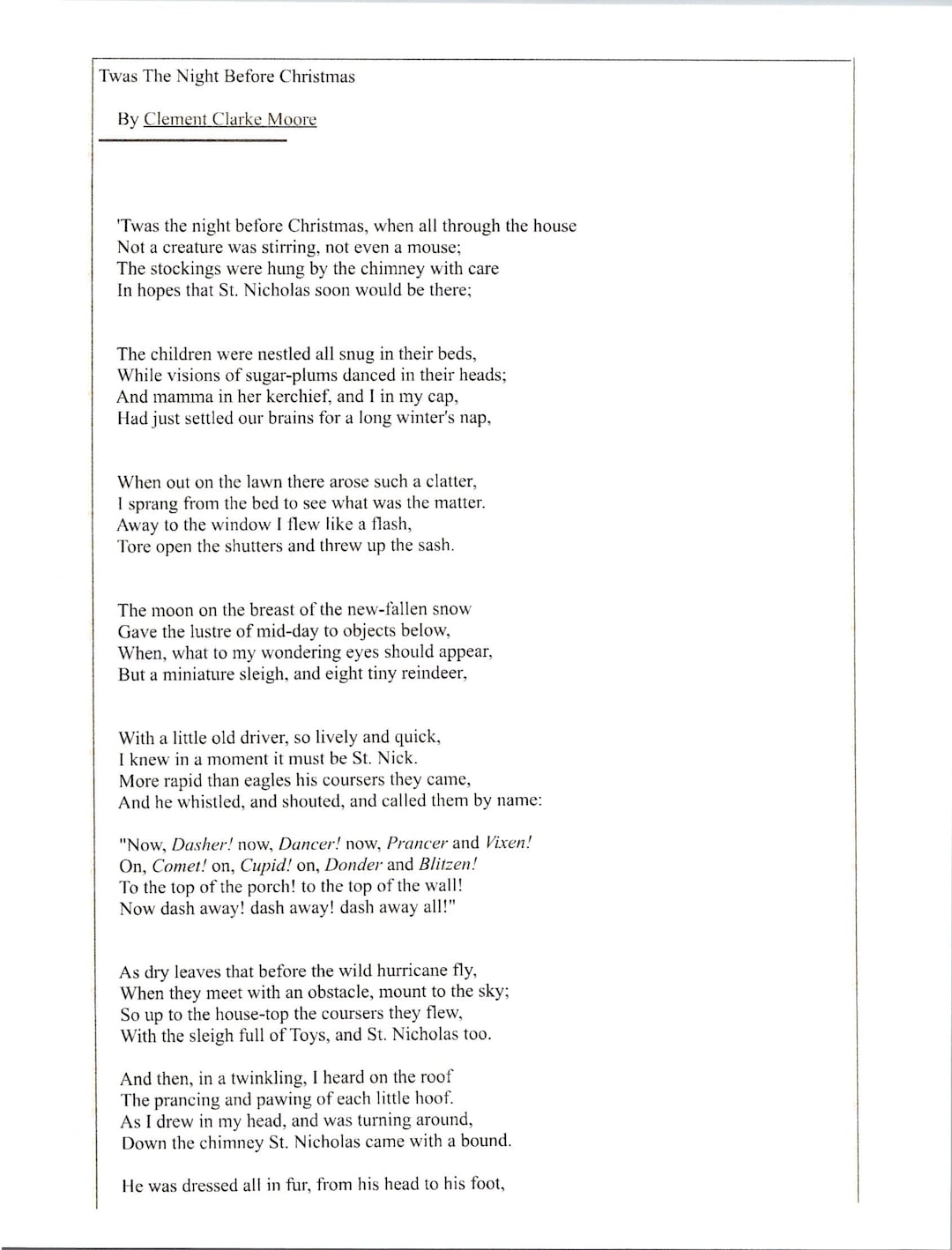 Twas the Night Before Christmas - Digital Poem/story by Clement Clarke ...