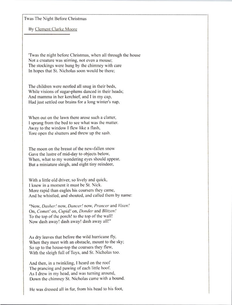 Twas the Night Before Christmas - Digital Poem/story by Clement Clarke ...