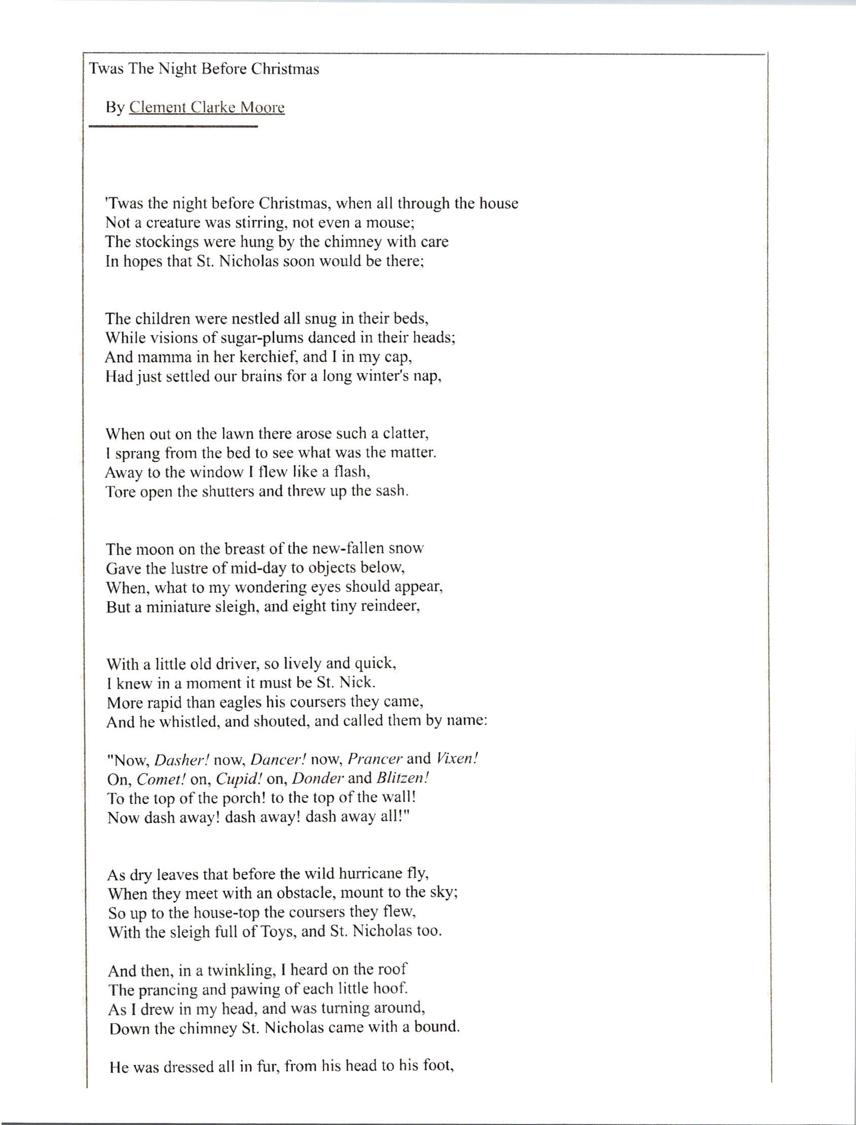 Twas the Night Before Christmas - Digital Poem/story by Clement Clarke ...