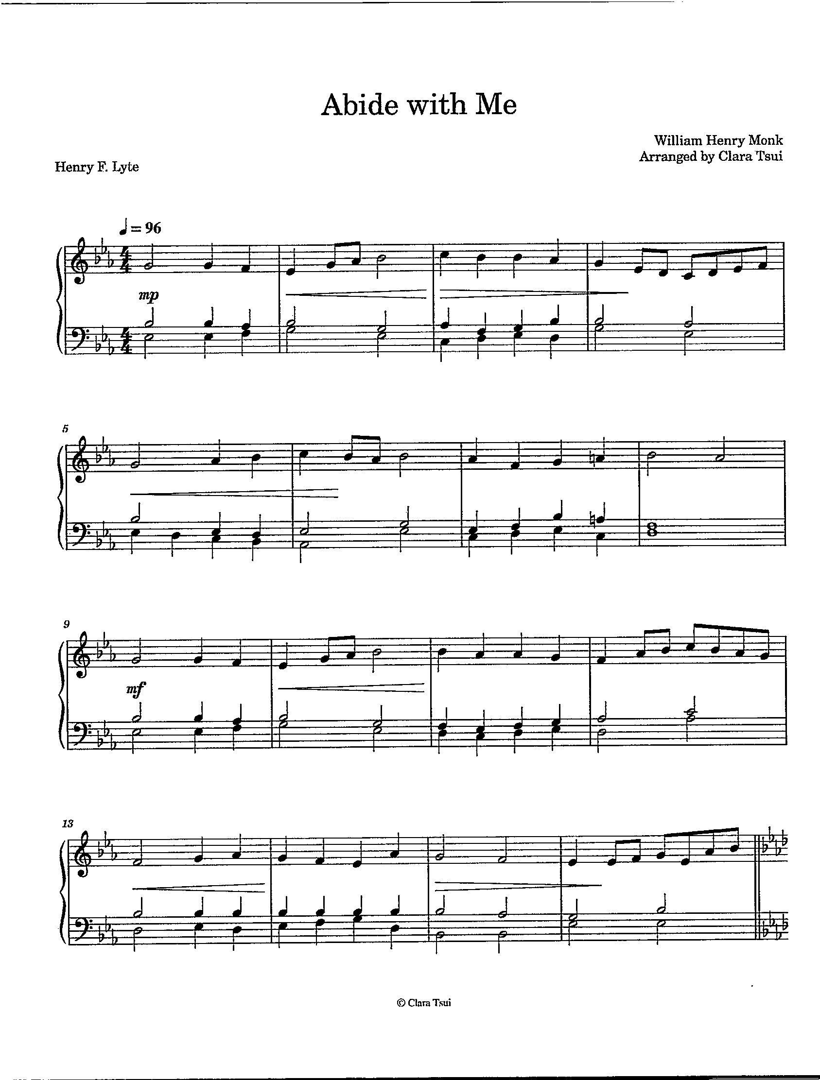 Abide With Me - Digital Hymn Piano Solo - Key of E Flat - Etsy