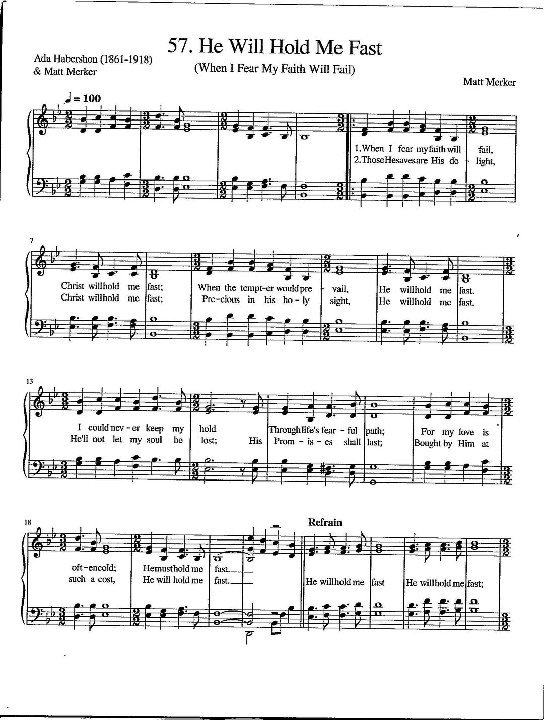 He Will Hold Me Fast - Digital Printable Hymn Tune With Lyrics - Key of ...