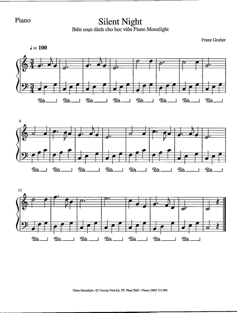 Silent Night - Digital Easy Christmas Hymn Piano Solo - Key of C - Etsy