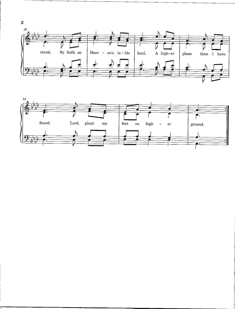 Higher Ground - Digital Download Hymn Tune Sheet Music for Piano With ...