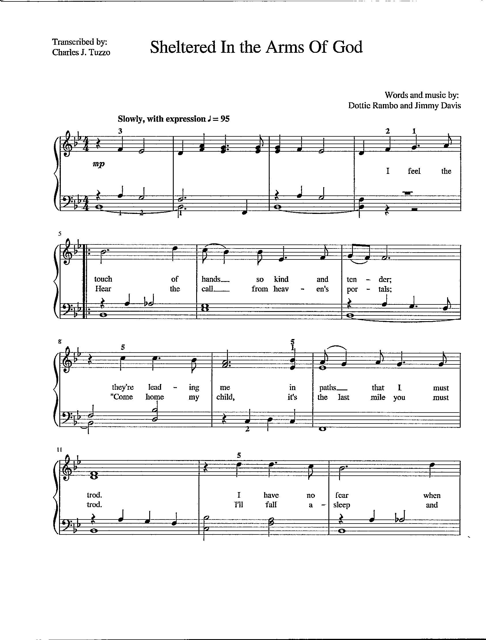 Sheltered in the Arms of God - Printable Digital Download Hymn Tune ...