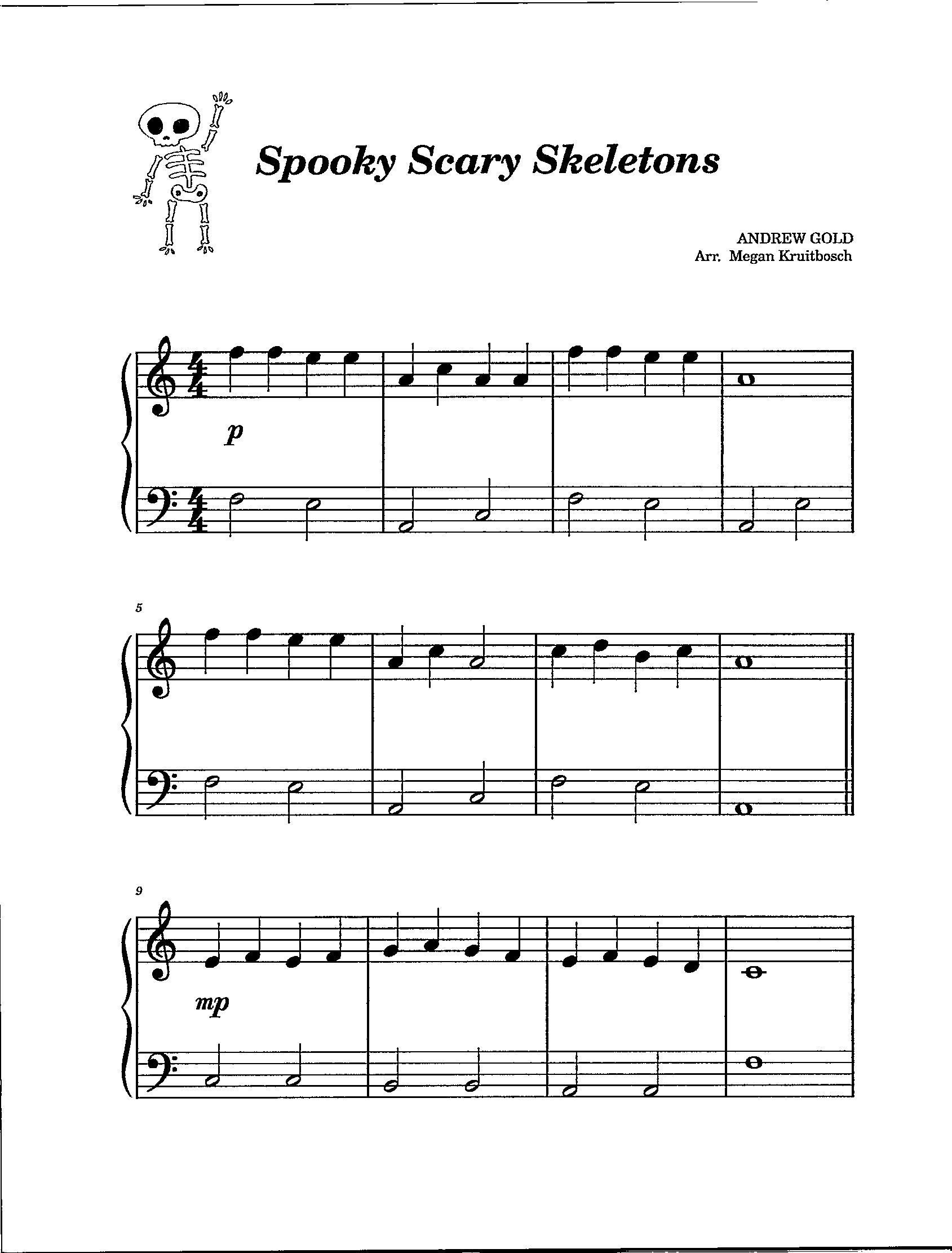 Spooky Scary Skeletons - Digital Early Teaching Arrangement Piano Solo - Etsy