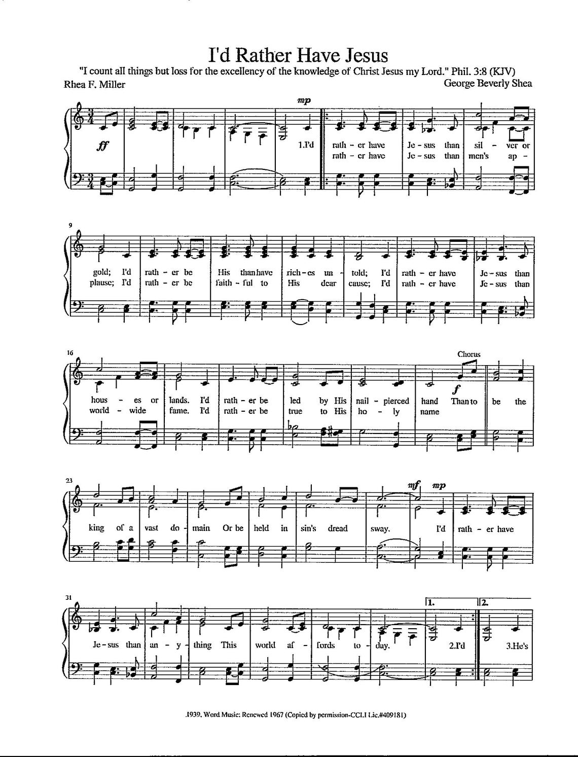 I'd Rather Have Jesus by George Beverly Shea - Digital Download for ...