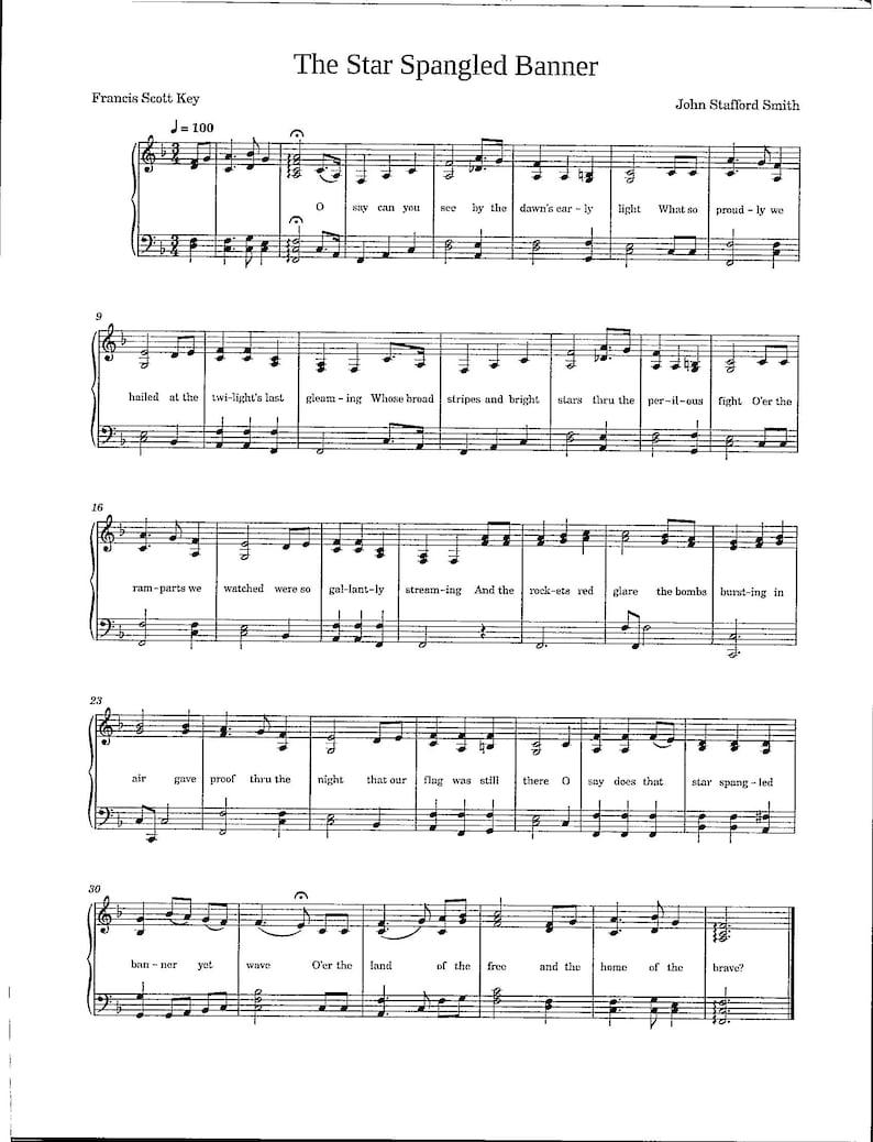 The Star-spangled Banner - Digital Download Sheet Music by Francis ...
