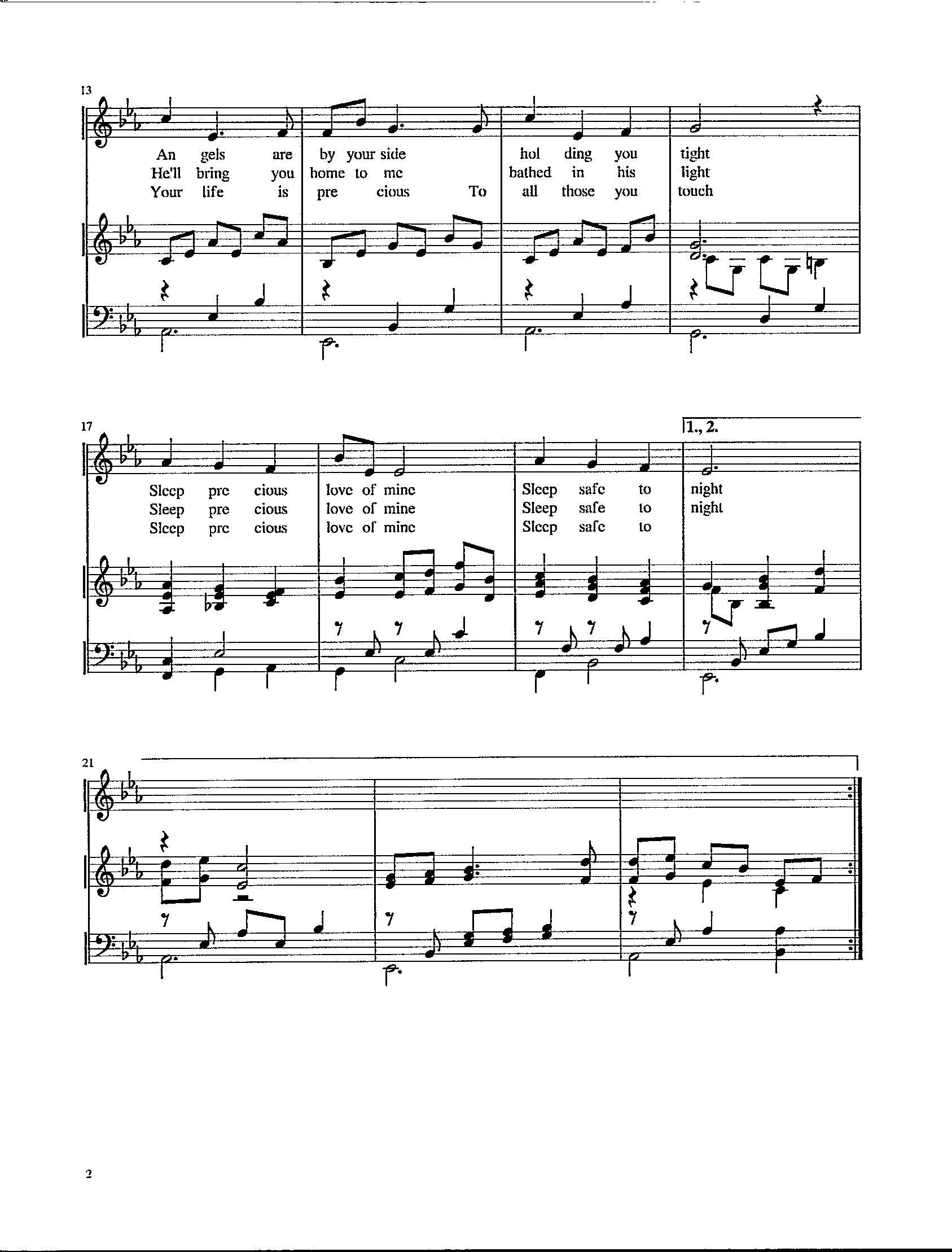 Sleep My Precious Baby - Digital Download Sheet Music - Key of E Flat ...