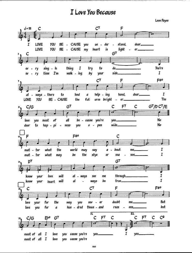 I Love You Because - Digital Easy Keyboard Guitar Ukulele Arrangement ...